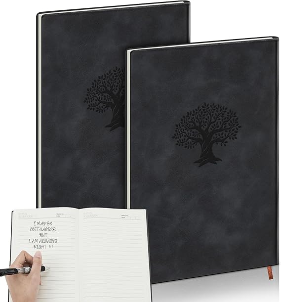 Amazon.com : Lewtemi 2 Pcs Left Handed Notebooks Life Tree Leather ...