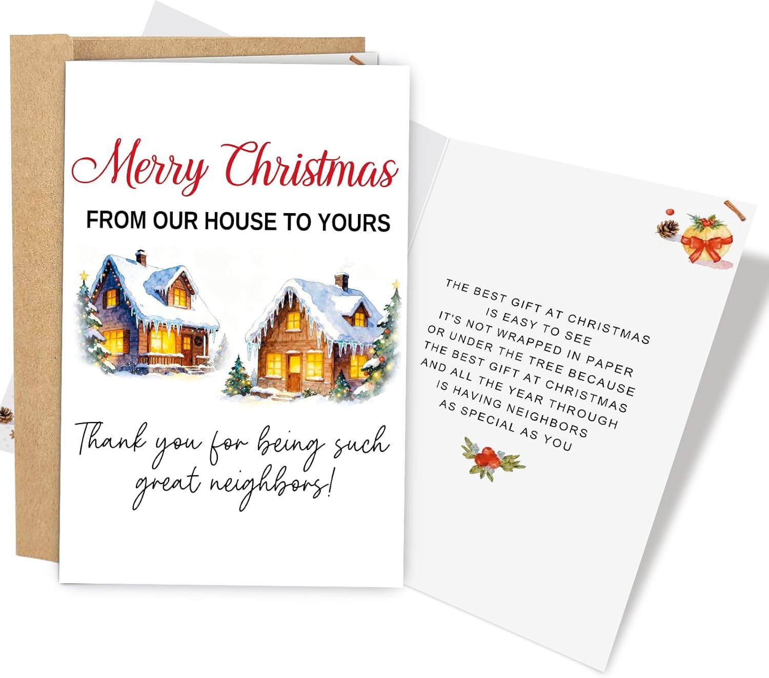 Amazon.com: Naixiwen Merry Christmas Neighbor Card for Him Her ...