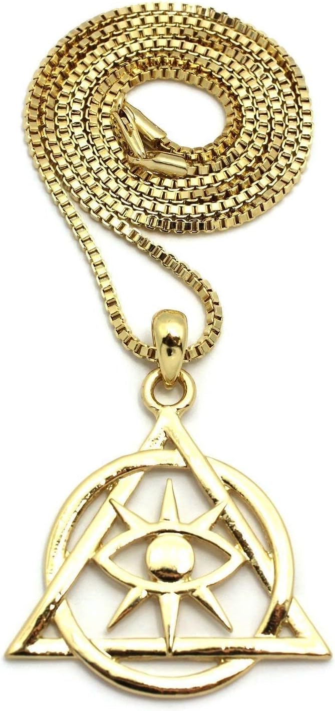 Amazon.com: Jewelry For Men's Gold PT illuminati Pyramid Pendant w/ 24 ...