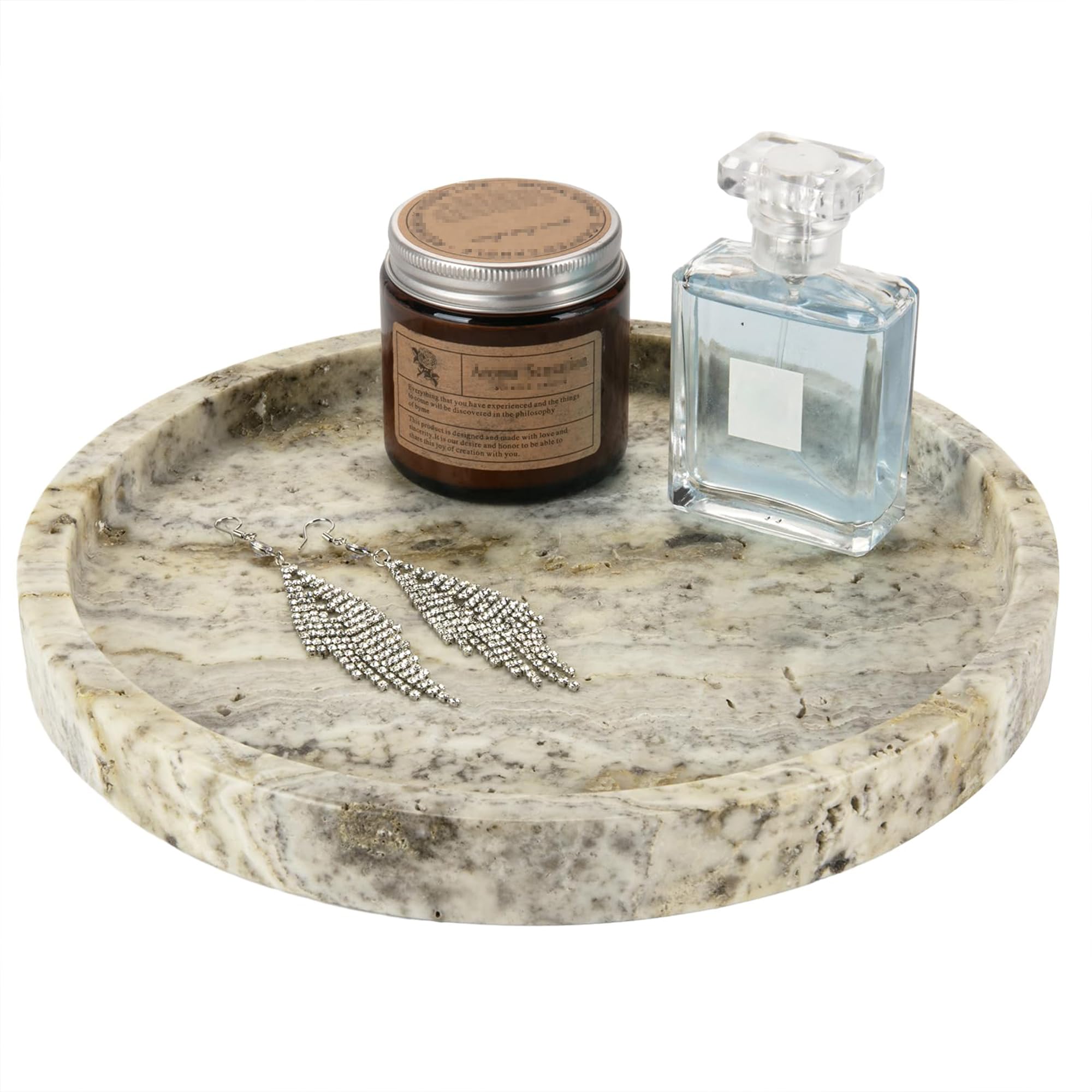 Amazon.com: N NANSHOP Marble Round Vanity Tray, Marble Stone Decorative ...