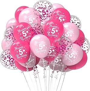Amazon.com: SULALABOO 5th Birthday Balloons Kit for Girl 12inch 34pcs ...
