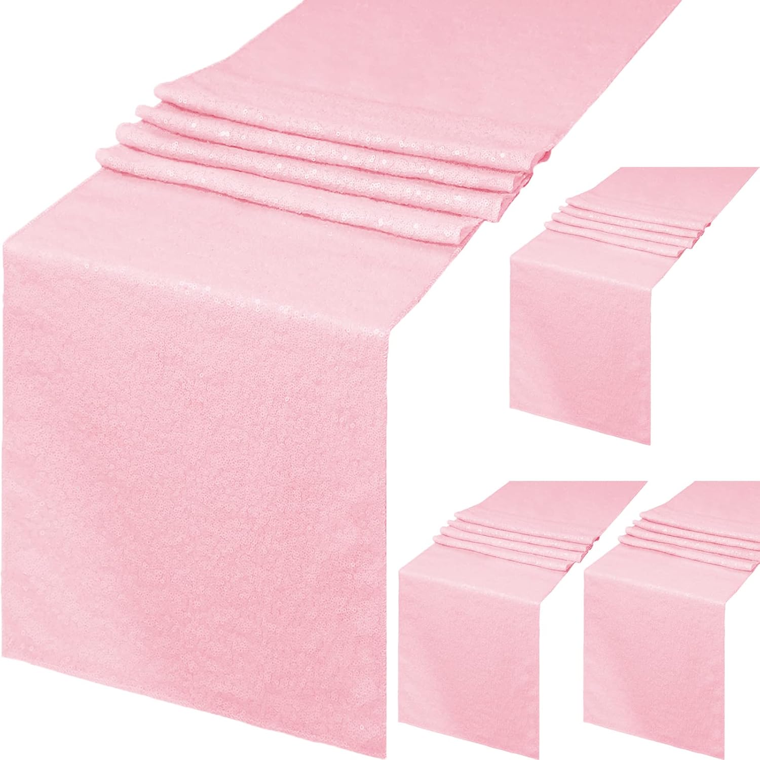 Glitter Table Runner 4 Packs 12x72 Inches Pink Wedding Sequin Table ...