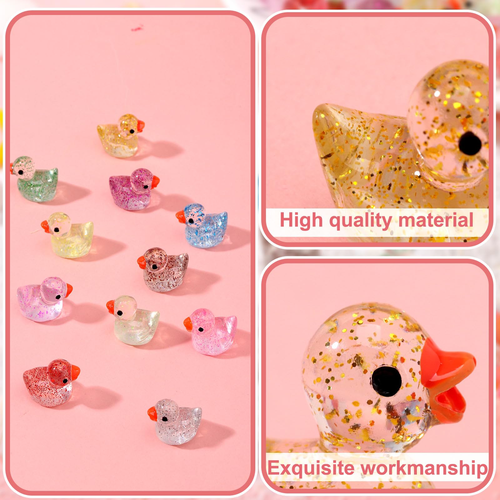 Snapklik.com : Pinkunn 96 Pcs Mini Resin Ducks Glitter Miniature ...