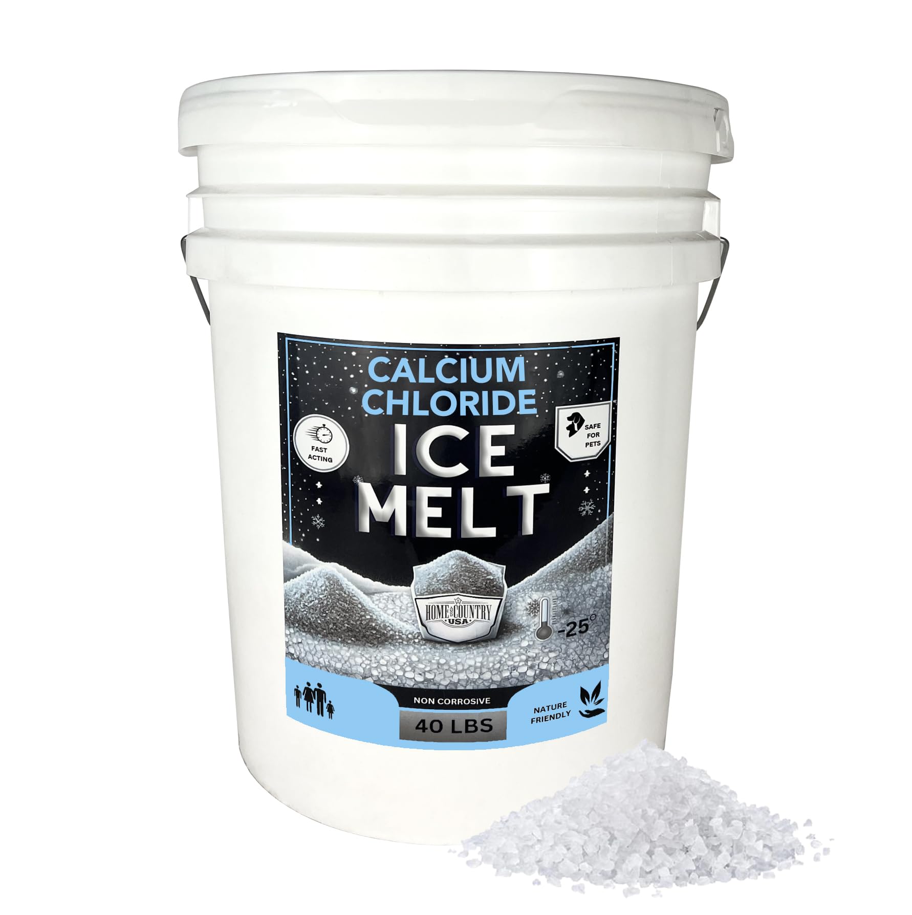 Amazon.com : Home and Country USA 40 lb Pail - Calcium Chloride Pellets ...