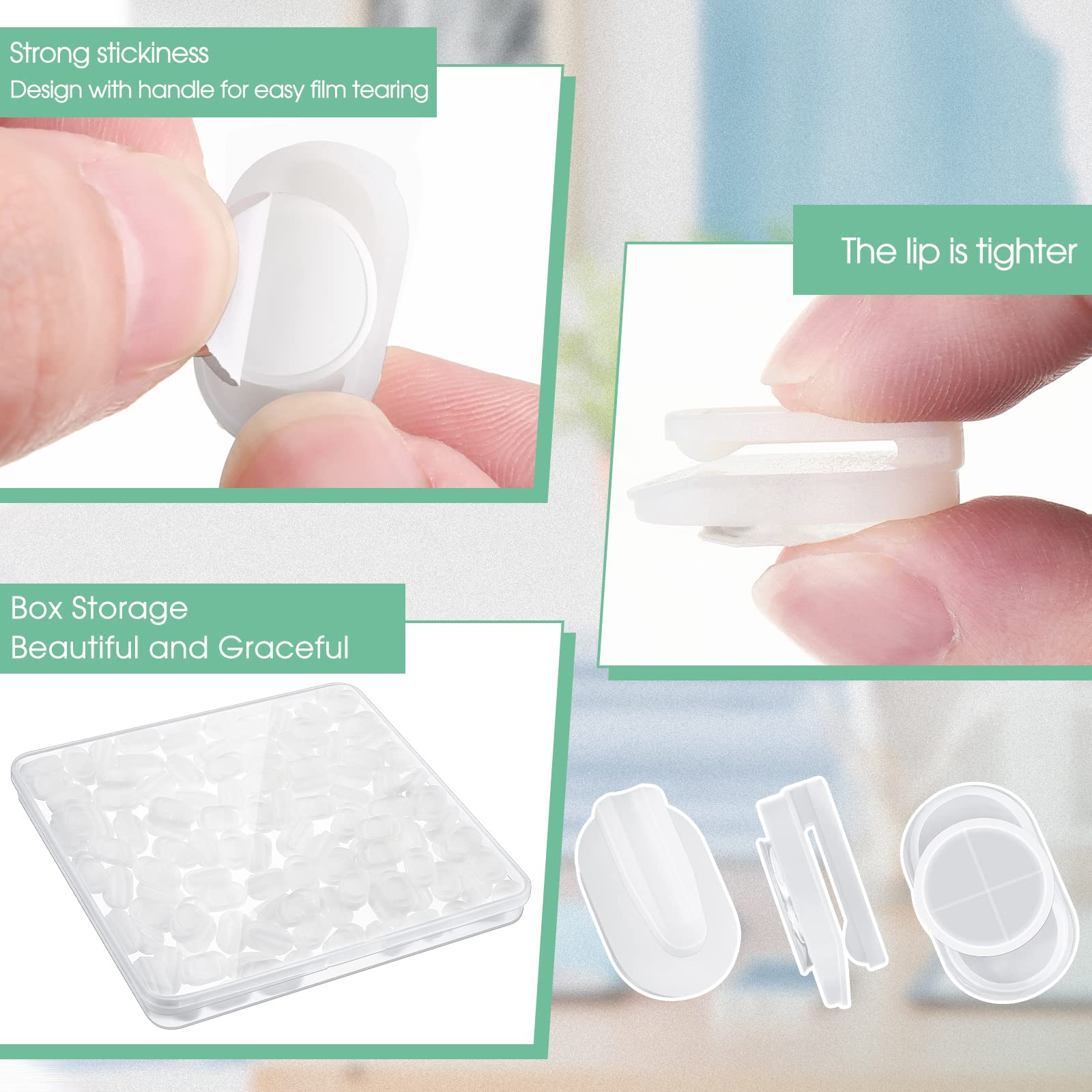 Snapklik.com : 120 Pieces Adhesive Plastic Sticky Clips White Clips ...