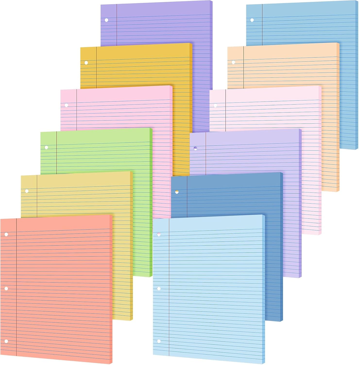 Amazon.com : PerKoop 12 Pack Colored Loose Leaf Paper 600 Sheets 8.5 x ...