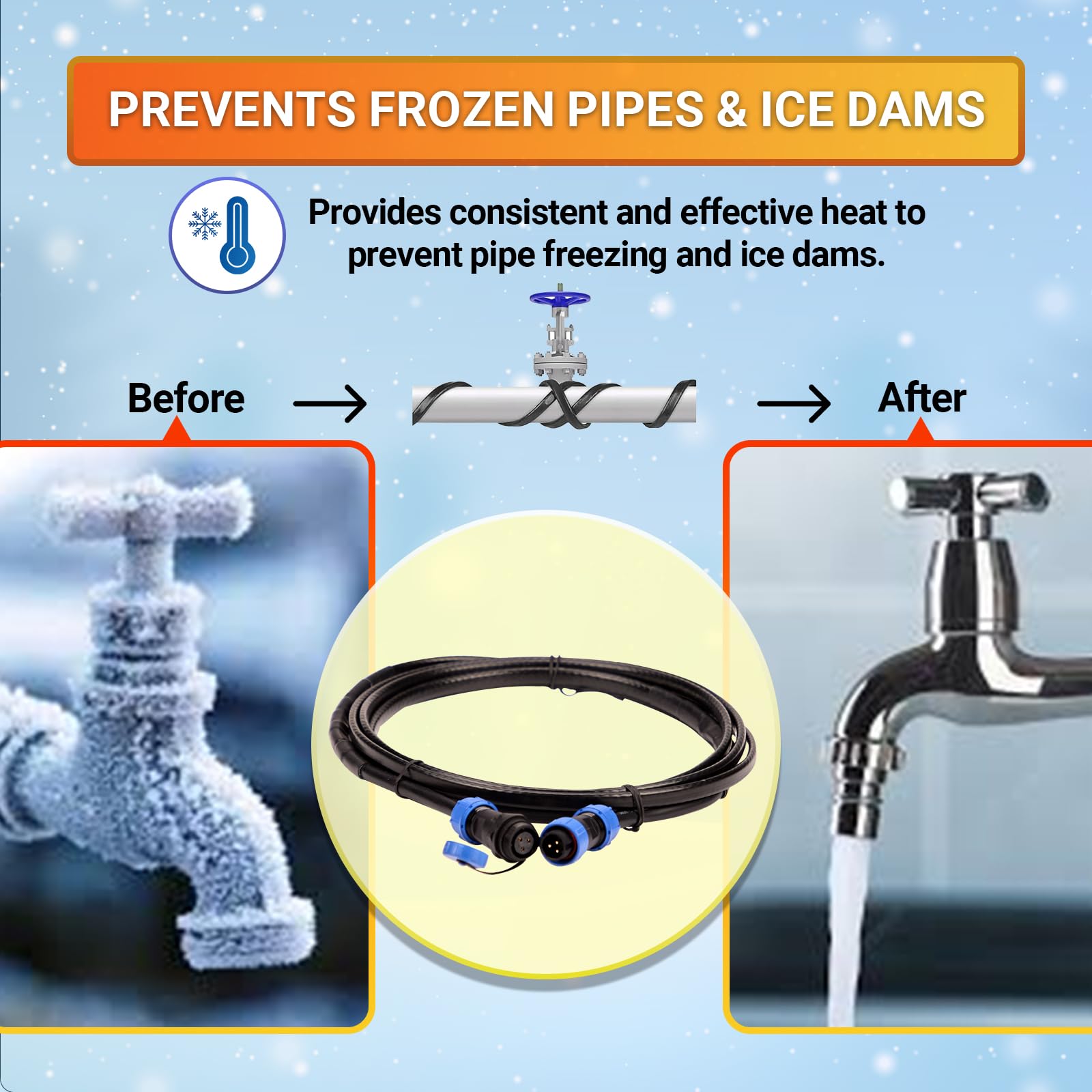 Snapklik.com : Pipewarmer Expandable Heat Wire, Durable, Energy ...