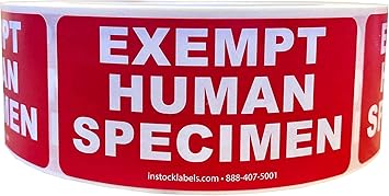 Amazon.com: Exempt Human Specimen Medical Healthcare Labels 1.5 x 3 ...