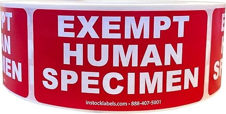 Amazon.com: Exempt Human Specimen Medical Healthcare Labels 1.5 x 3 ...