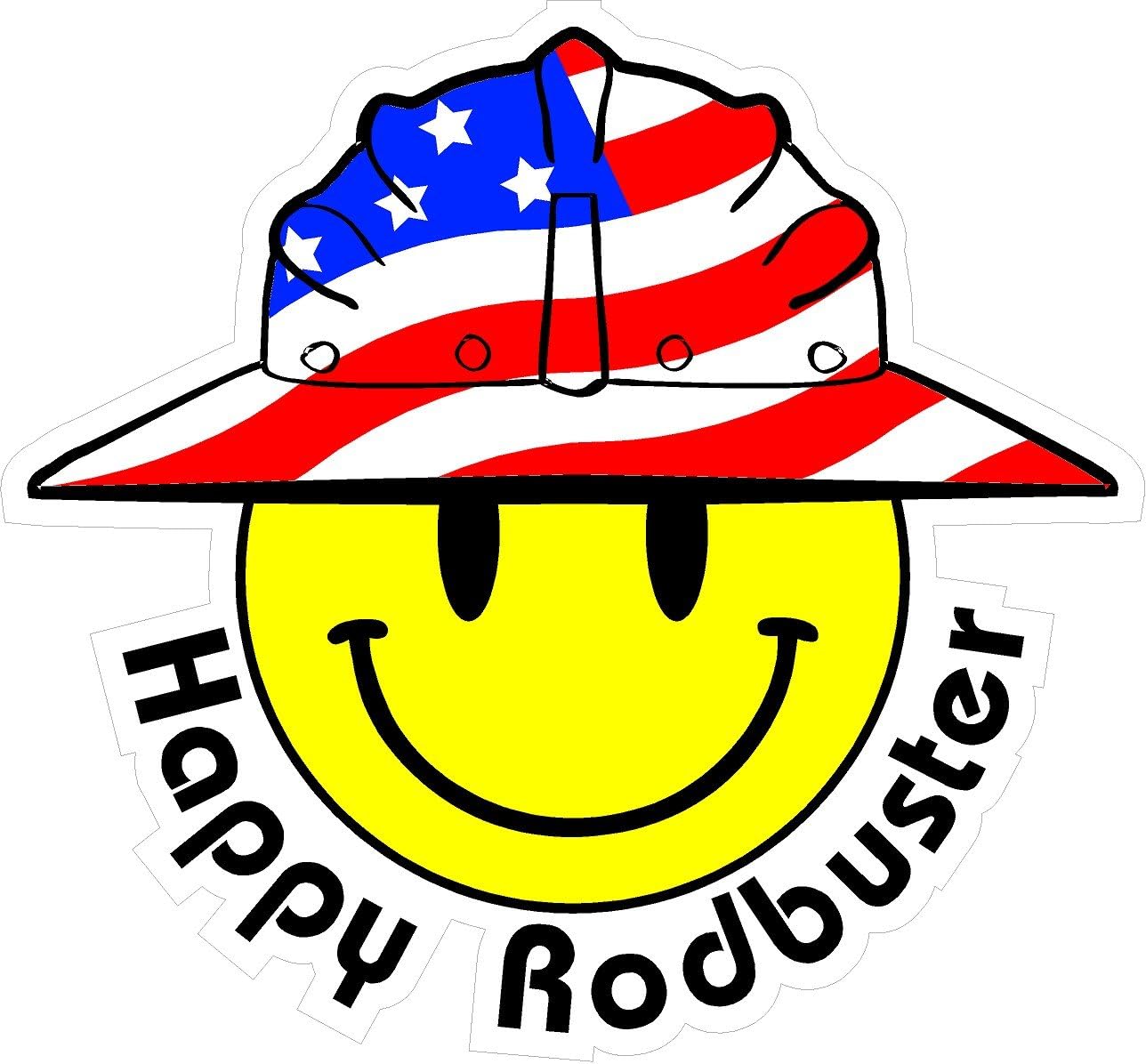 Amazon.com: 3 - Happy Rod Buster Smiley USA Hardhat Oilfield Helmet ...