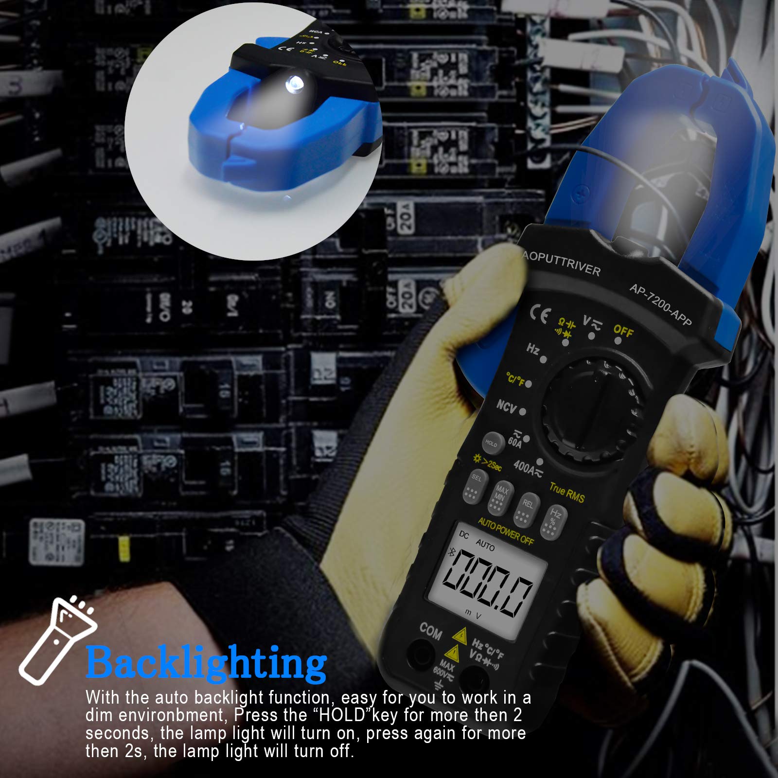 Bluetooth Clamp Meter AC DC AMP Meter AP-7200APP Auto-ranging 6000 ...