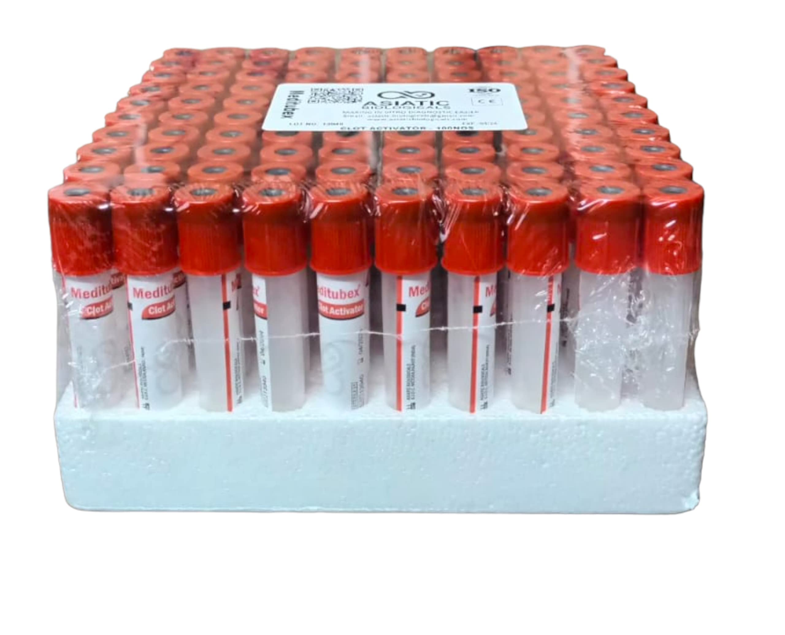 MEDITUBEX Blood Colletion Tube Cloat Activator - Double Cap Quality ...