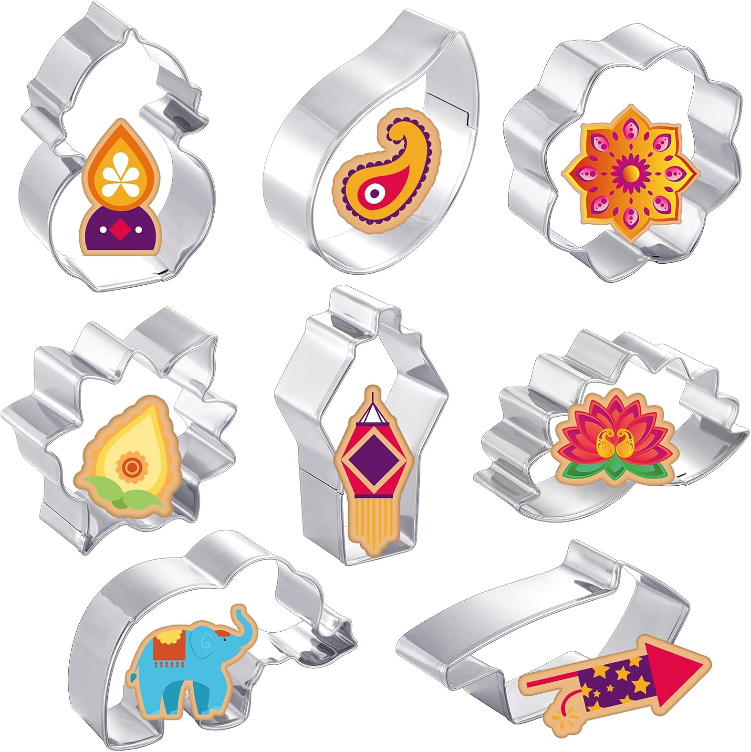 Amazon.com: 8 Pcs Diwali Party Supplies Cookie Cutter Lotus Lantern ...