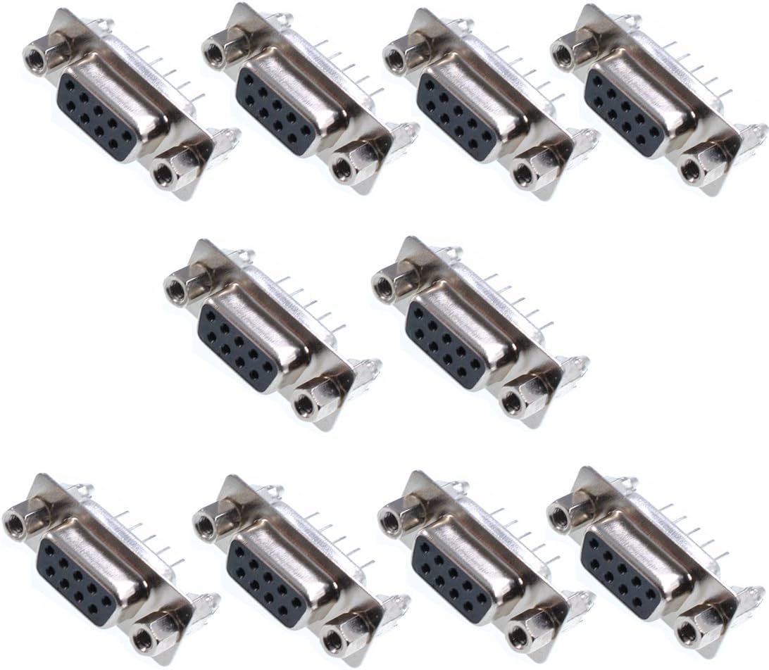Amazon.com: Oiyagai 10‑Pack DB9 Female 9‑Pin Lock Screw 180° D‑Sub PCB ...