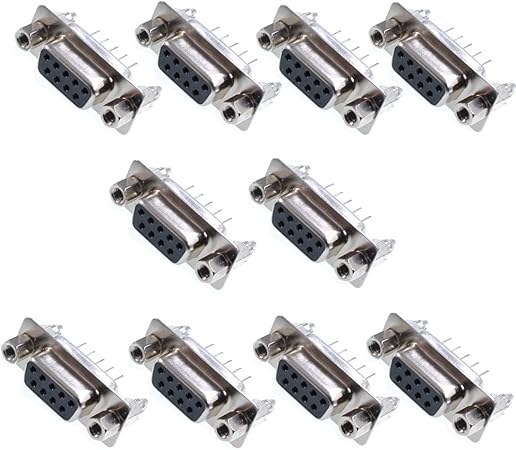 Amazon.com: Oiyagai 10‑Pack DB9 Female 9‑Pin Lock Screw 180° D‑Sub PCB ...