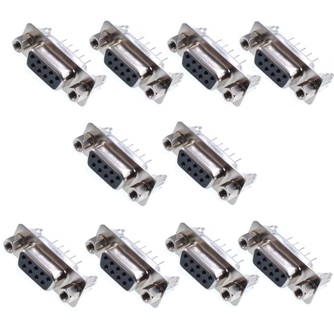 Amazon.com: Oiyagai 10 pcs DB9 9 Pin 2 Row Lock Screw 180 Degree Female ...