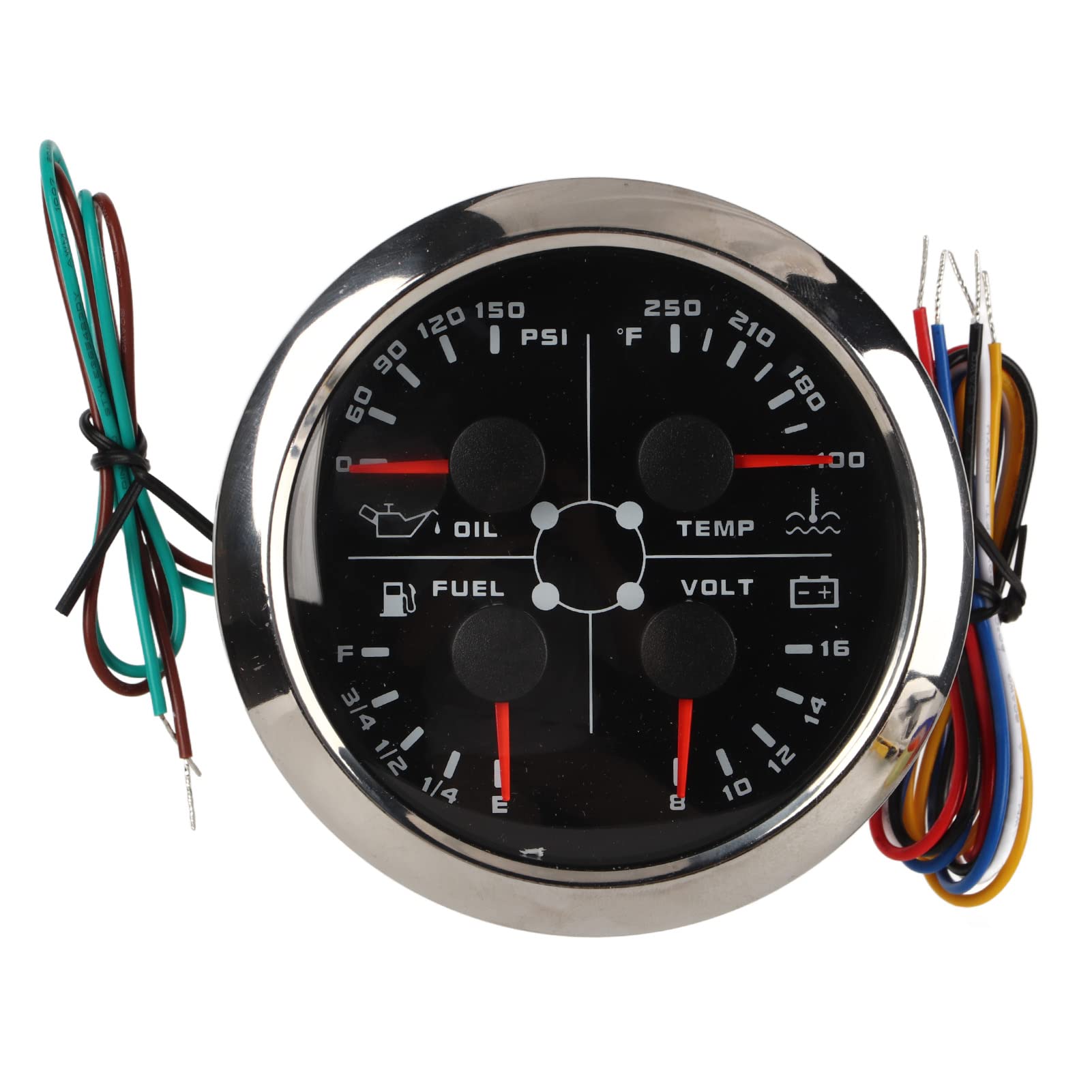 4in1 Multifunction Guage, 85mm Voltmeter Fuel Level Oil Pressure Water ...