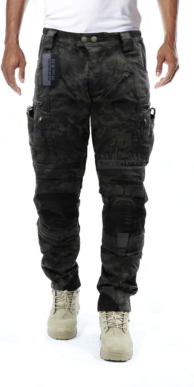Survival Tactical Gear Herren Airsoft Wargame Tactical Pants with Knee ...