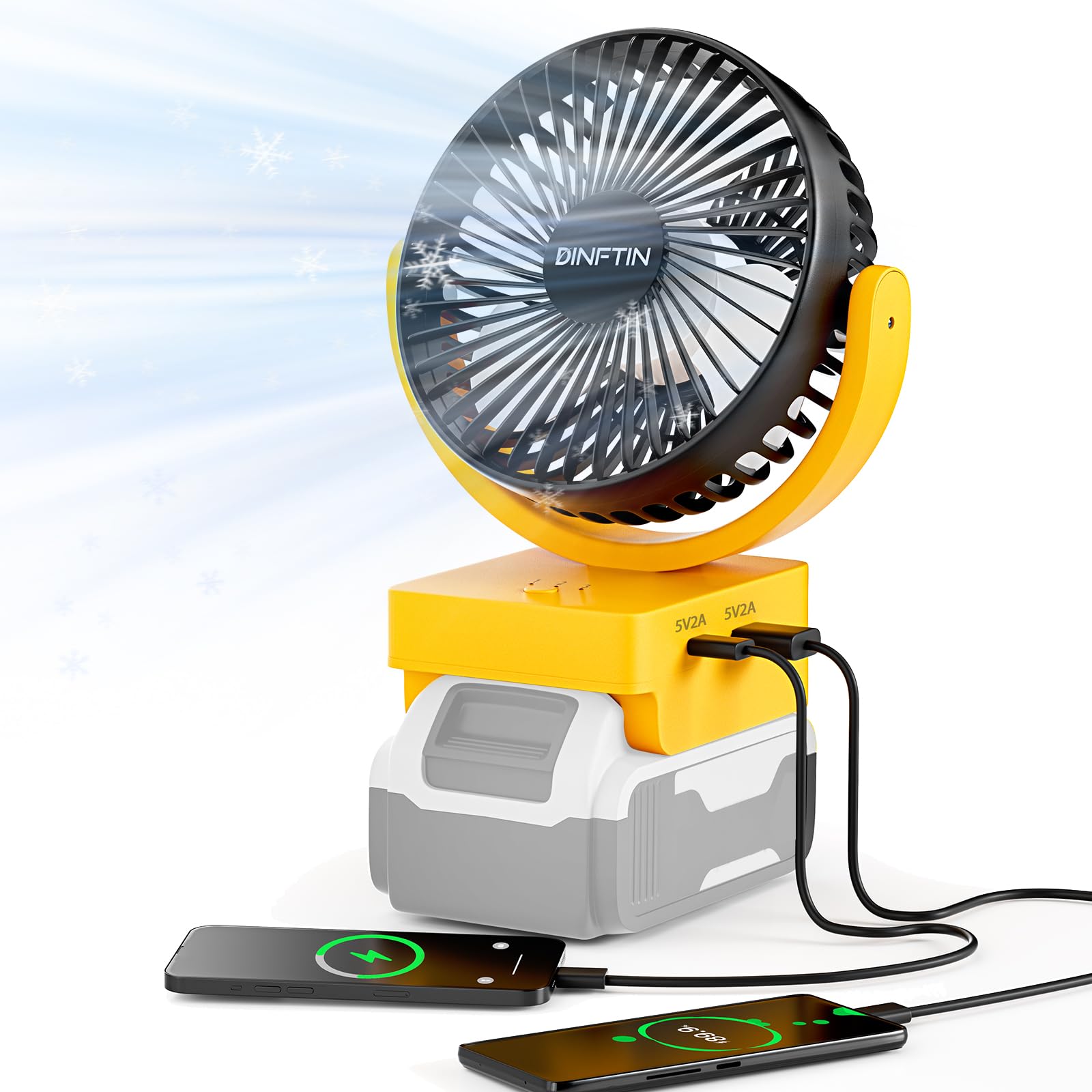 Amazon.com: Powered Cordless Fan for Dewalt 18V 20V Lithium-Ion ...