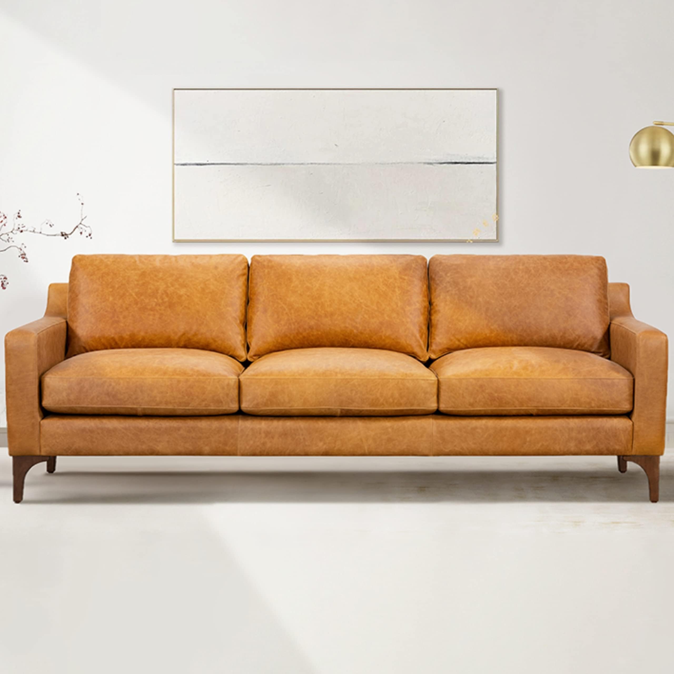Amazon.com: Modway Engage Sofa in Top-Grain Leather Living Room Lounge ...