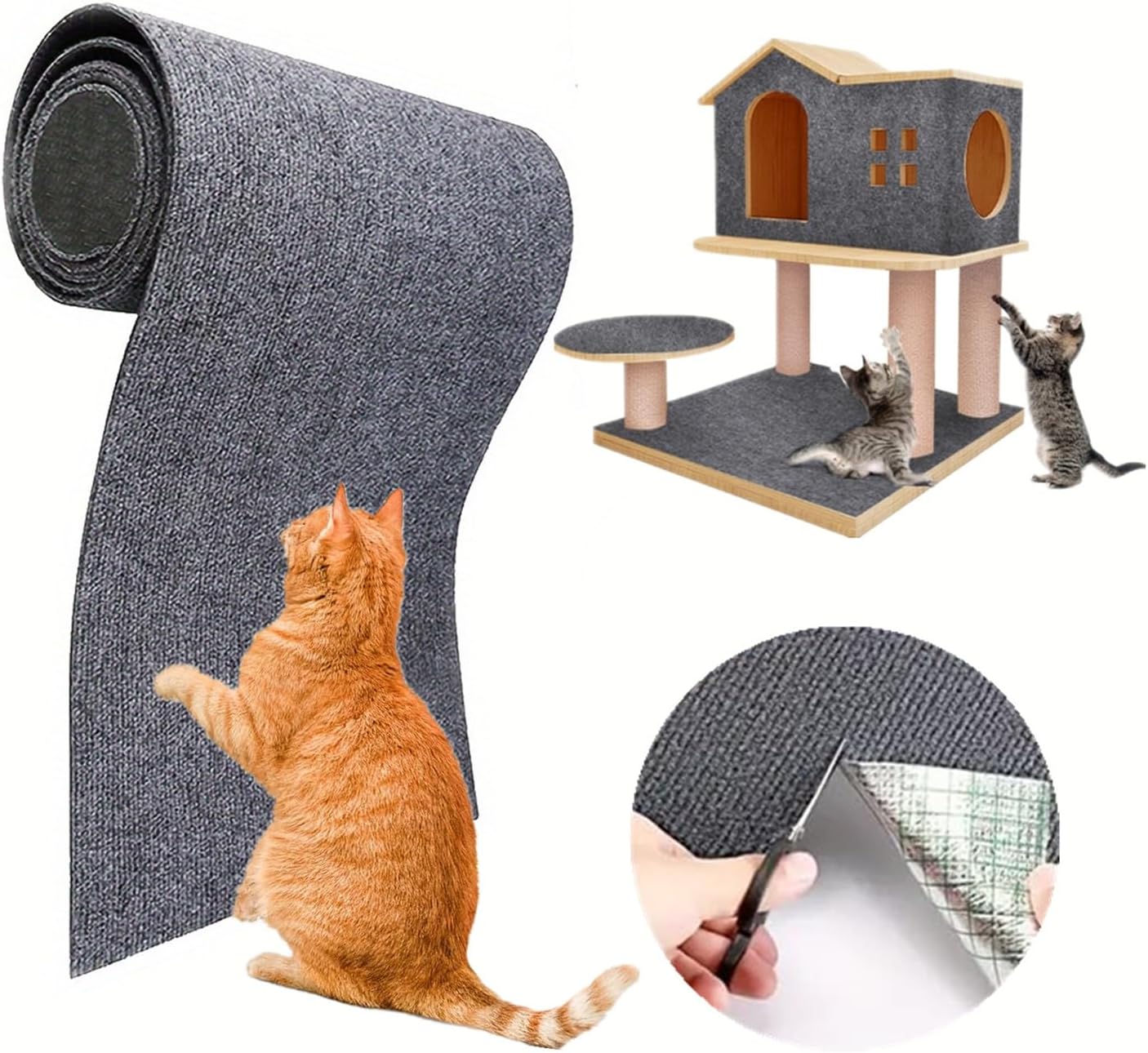 200×40cm Climbing Cat Scratcher, Self-Adhesive Cat Scratching Mat ...