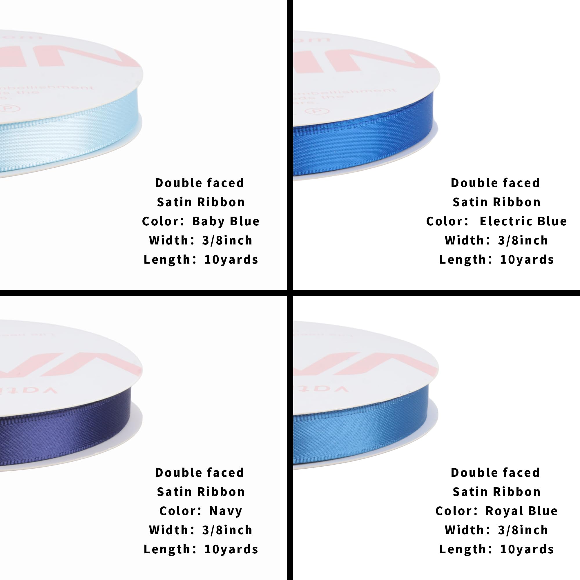 Snapklik.com : VATIN Blue & Navy Double Faced Satin Ribbon 3/8" Wide X ...