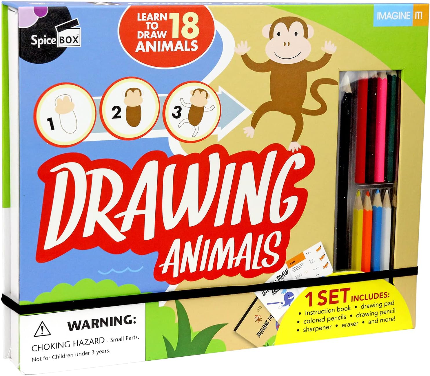 Amazon.com: SpiceBox Kids’ Beginner Drawing Set, Learn to Draw Animals ...