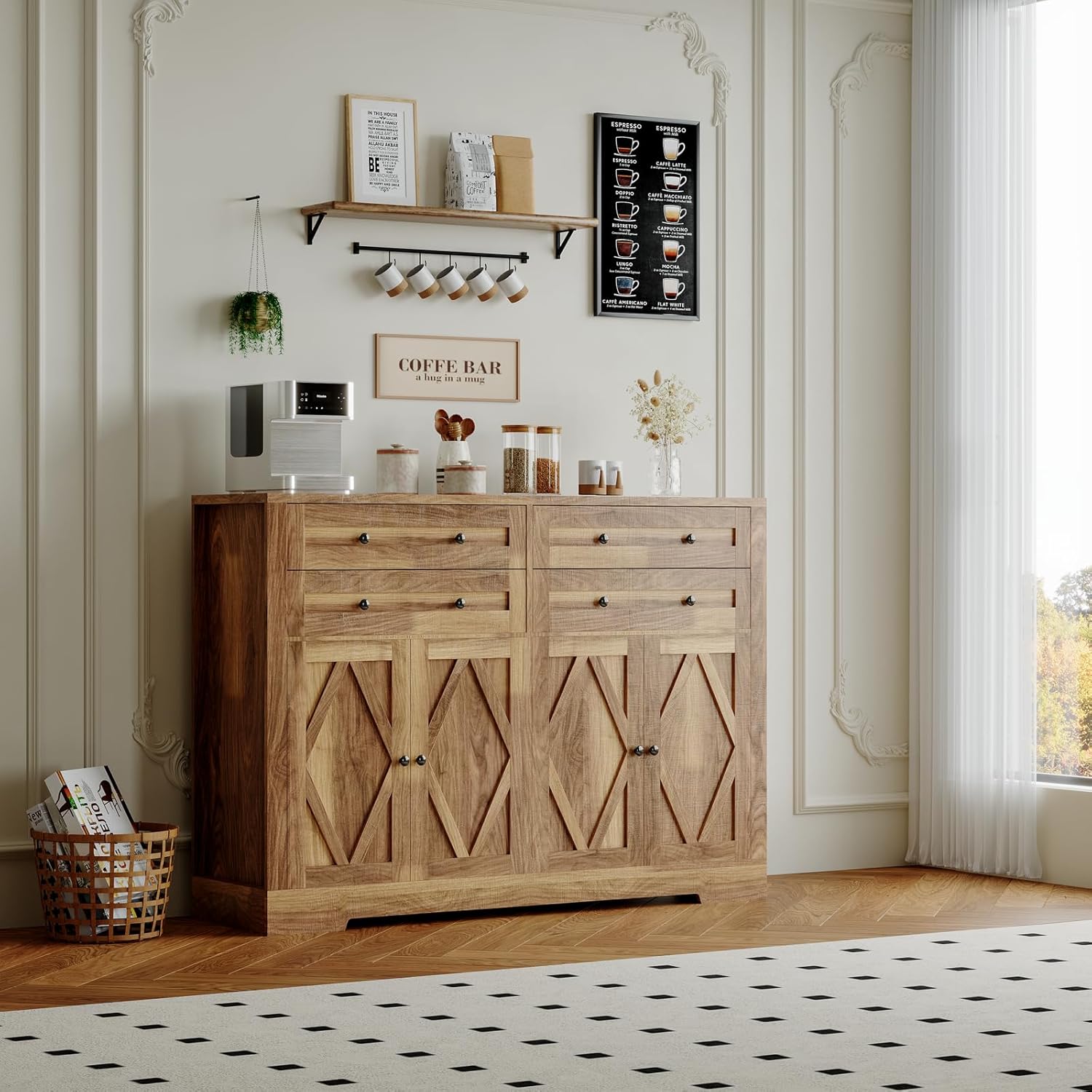 Amazon.com: GAOMON 55in Large Kitchen Storage Cabinet, Modern Farmhouse ...