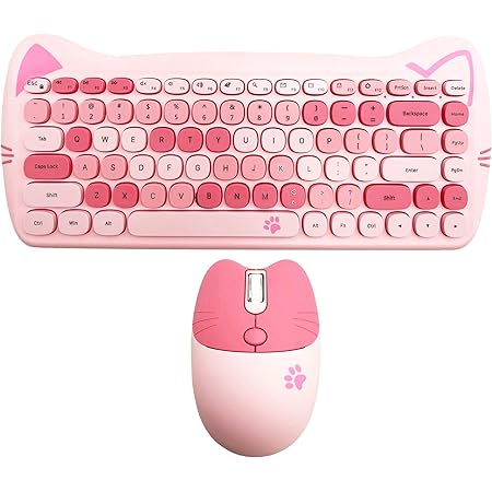 Amazon.com: Attoe Wireless Mouse and Keyboard, Cute Cat Keyboard Mouse ...
