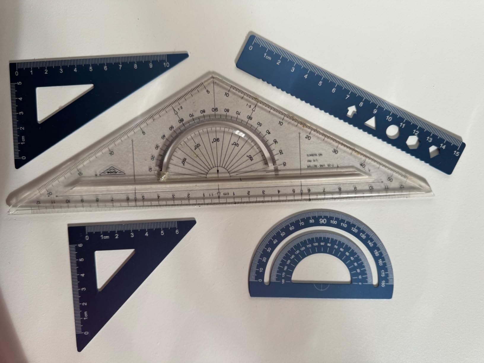 WADY 4 Pcs Metal Ruler, Triangular Scale Ruler Set, Metal Protractor ...