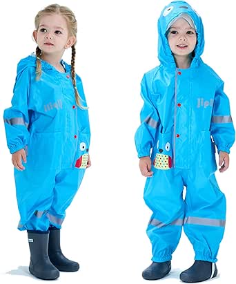 Fewlby Kids Puddle Suit Boys Girls Waterproof Overalls All in One Rain Suit Toddler Muddy Suit ...