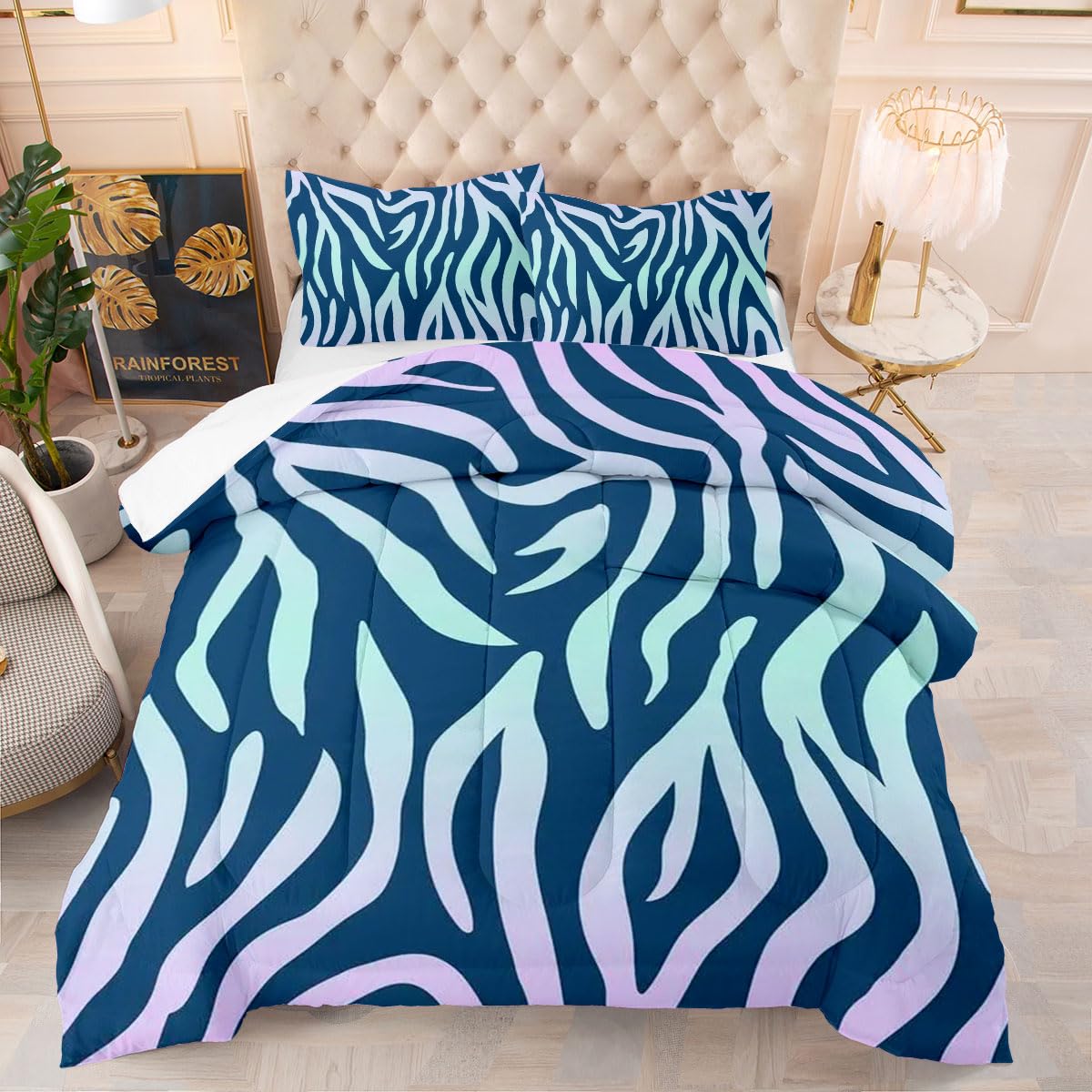 Blue Zebra Print Bedding