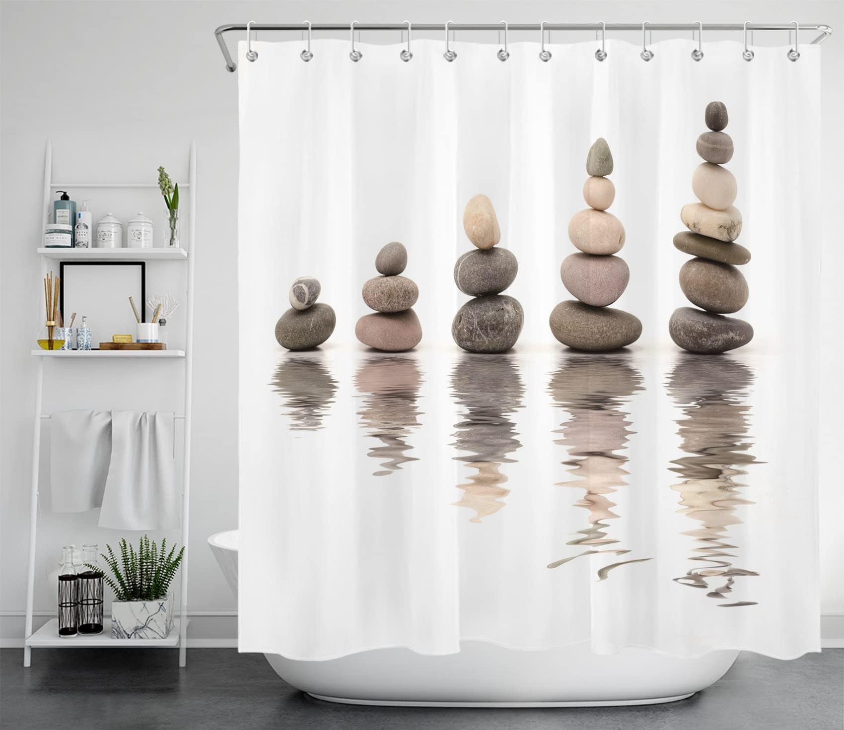 Amazon.com: WUASDCS Asian Zen Stone Shower Curtain Lotus Flower Wild ...