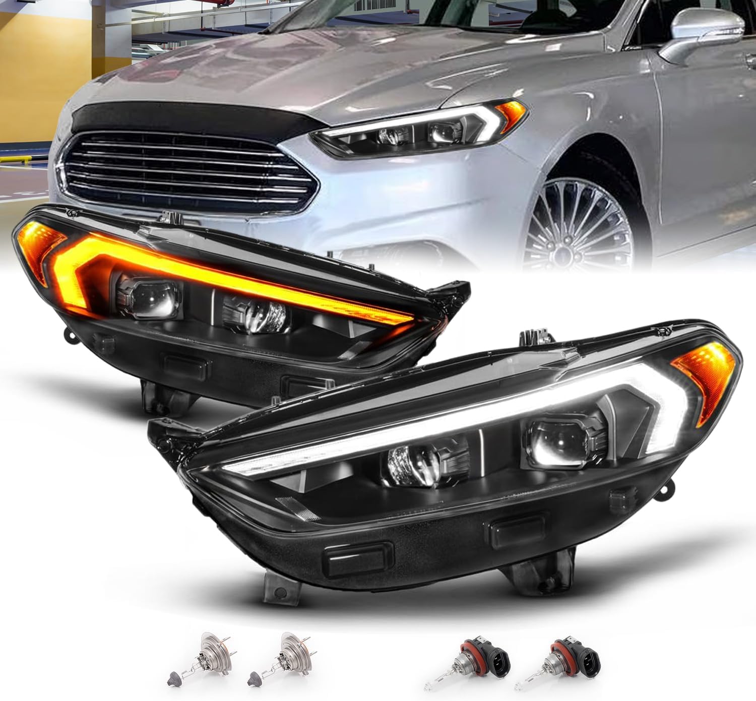 Amazon.com: AmeriLite for 2013-2016 Ford Fusion Switchback LED Signal ...