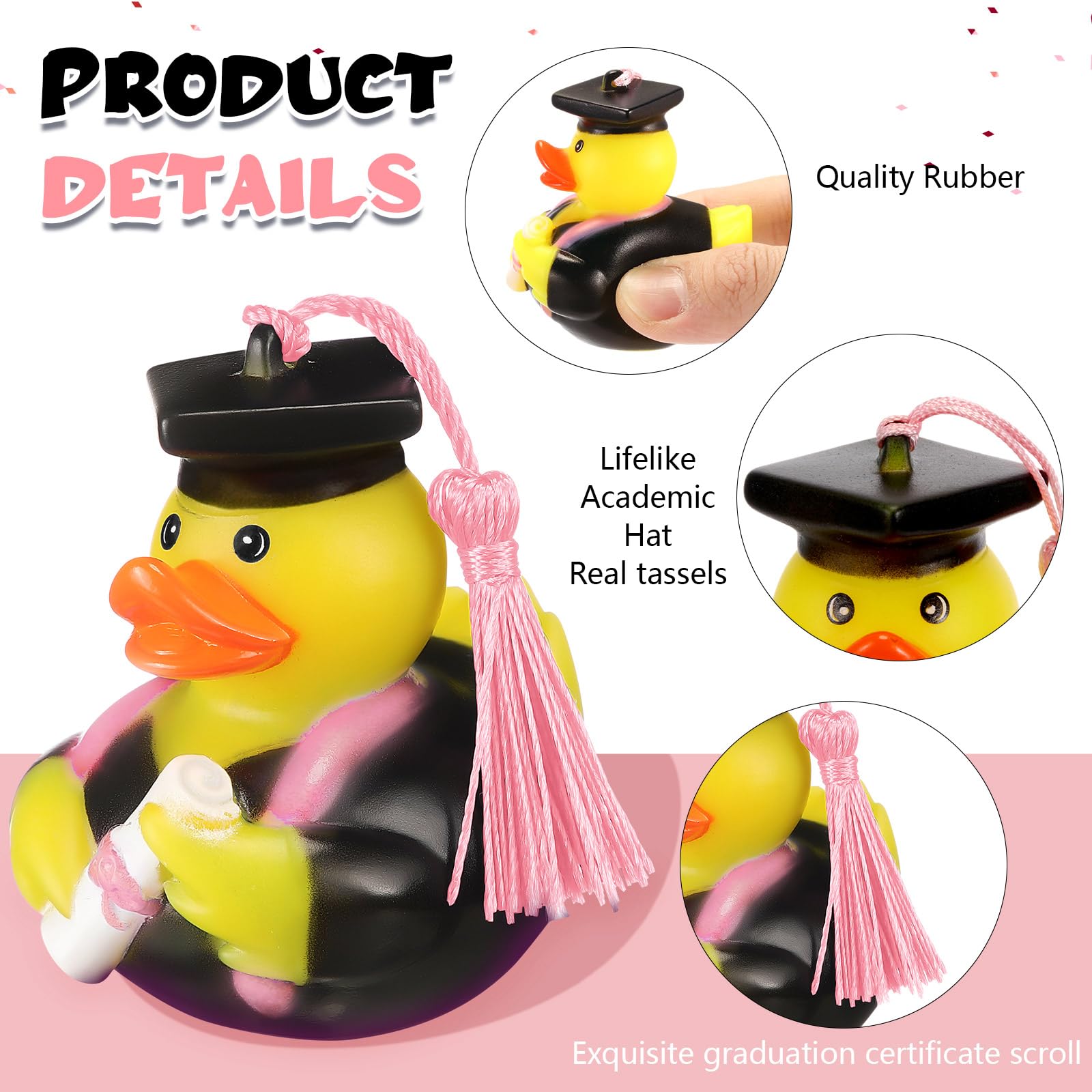 Snapklik.com : Lewtemi 24 Pcs Graduation Rubber Ducks 2025 Diploma Pink ...