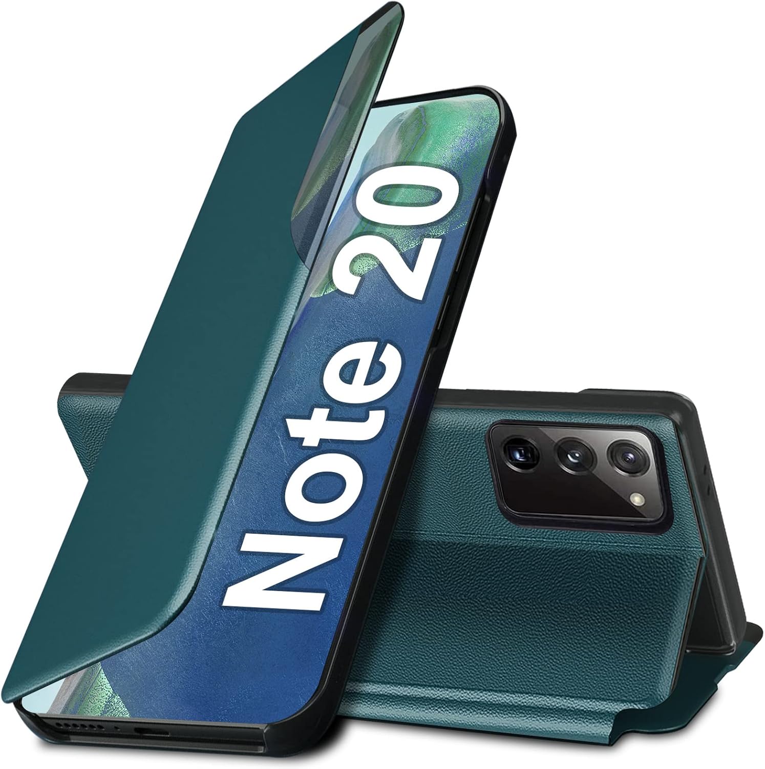 Amazon.com: Note 20 Flip Case for Samsung Galaxy Note 20 5G Case, Clear View Slim Leather Cover ...