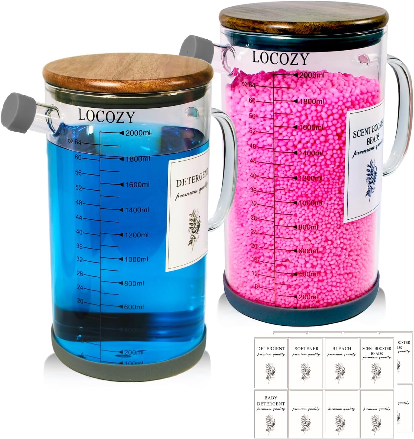 Amazon.com: Glass Laundry Detergent Dispenser Set of 4 - Extra Large ...