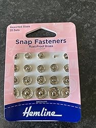 Hemline H420.99 Nickel Brass Rust Proof Sew On Snap Fasteners 6,7,9 ...