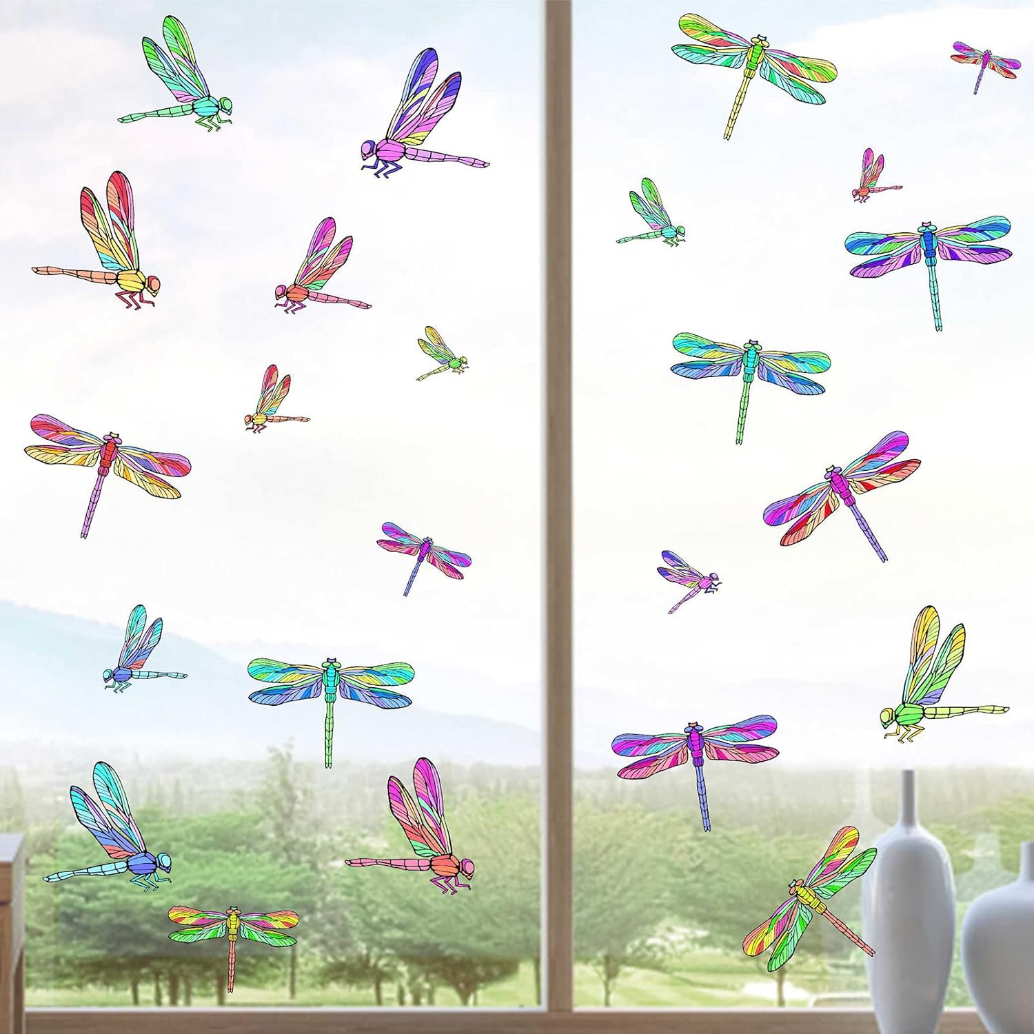 Amazon.com: Dragonfly Window Stickers Colorful Dragonfly Wall Stickers ...