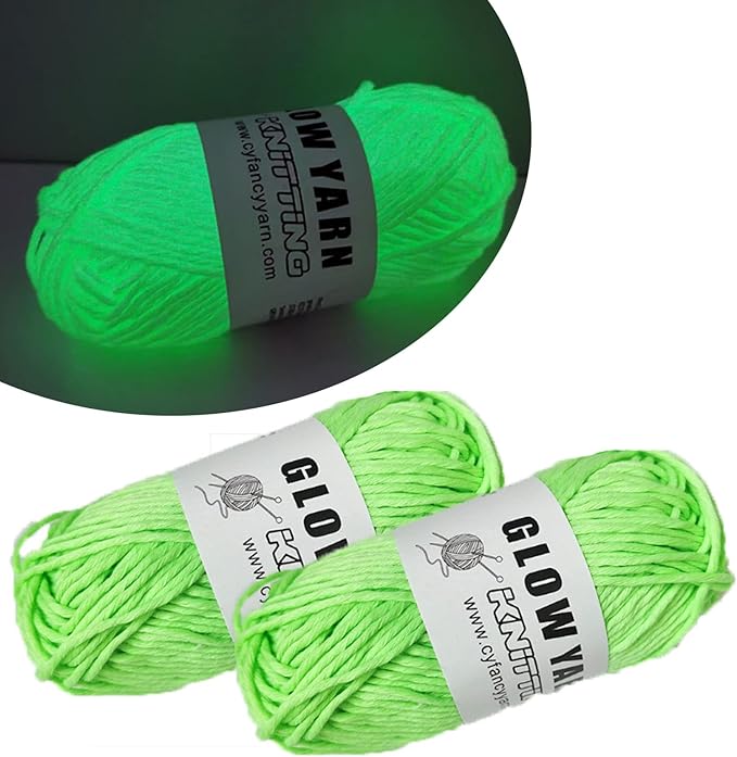 Amazon.com: Glow in The Dark Yarn for Crochet, 2 Rolls Knitting Glow in ...