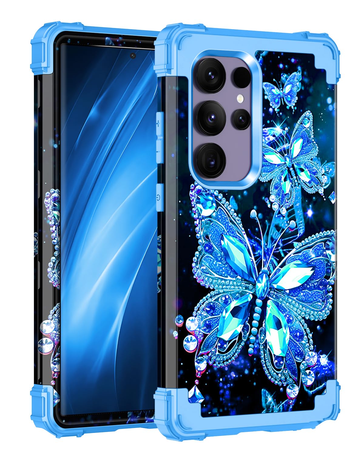 Amazon.com: Miqala for Galaxy S24 Ultra 5G Case,Glow in The Dark Three Layer Heavy Duty ...