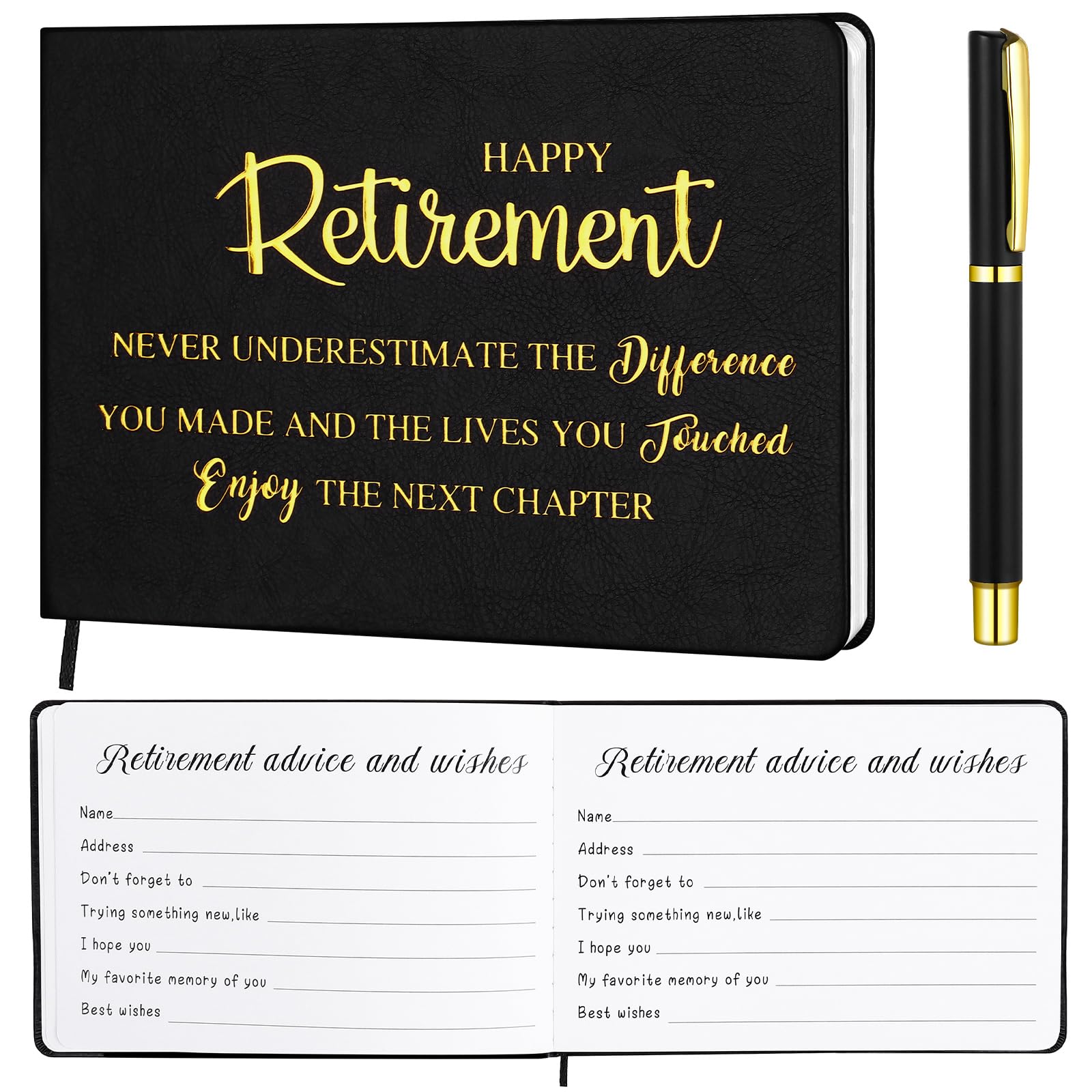 Retirement Guest Book with Signature Pen Retirement Guest Signing Book ...