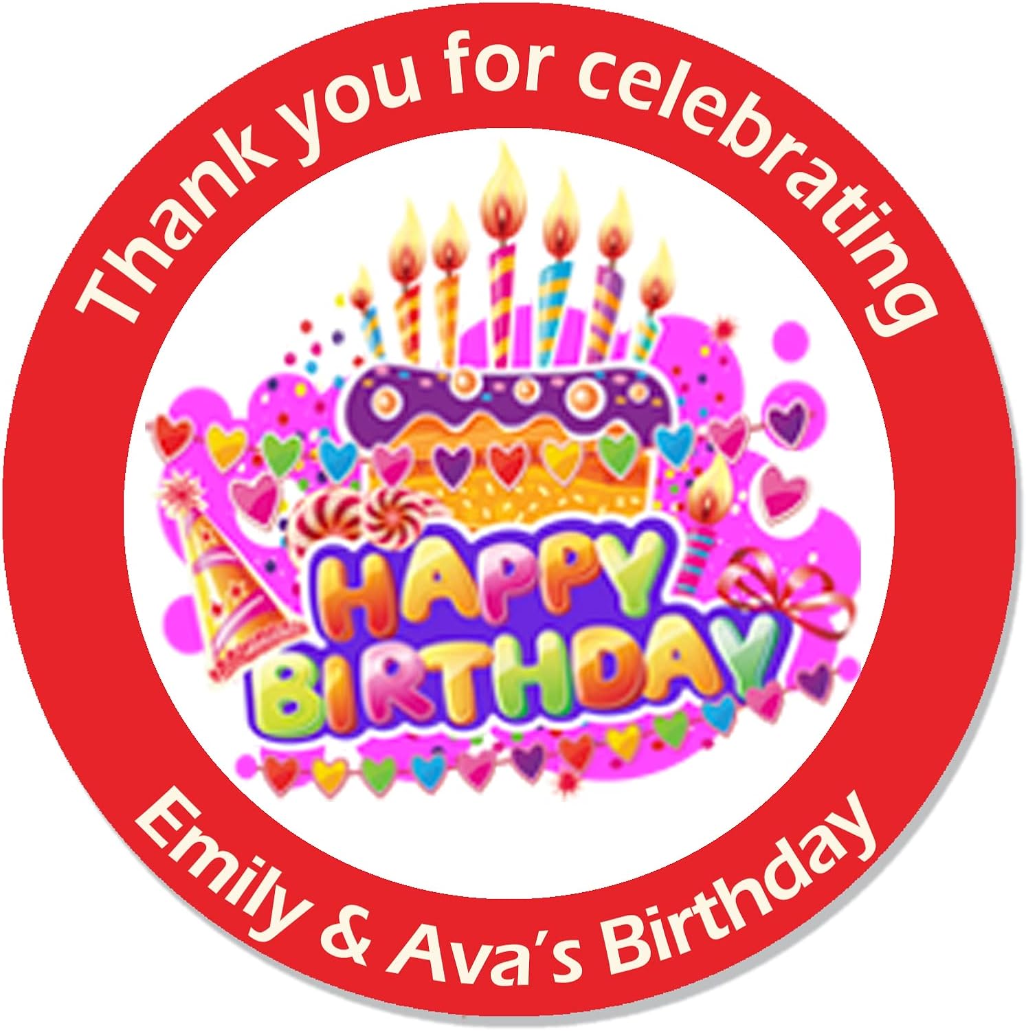 24 x Personalised Birthday Stickers for Party Thank You Sweet Cone Bags ...