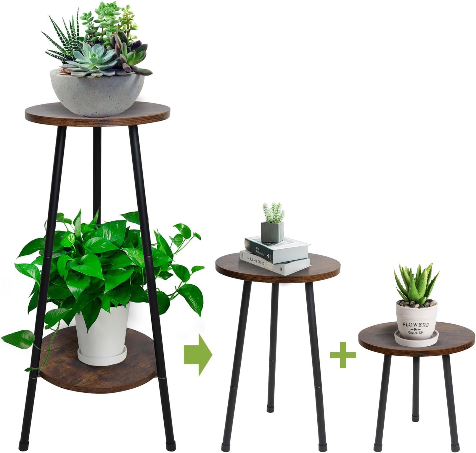 Amazon.com: BYVO Tall Corner Plant Stand Indoor, Adjustable 2 Tier ...