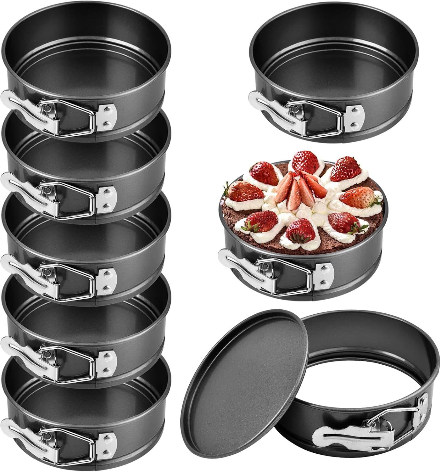 Amazon.com: Akamino 8 Pcs 4.8 Inch Springform Pans, Mini Round ...