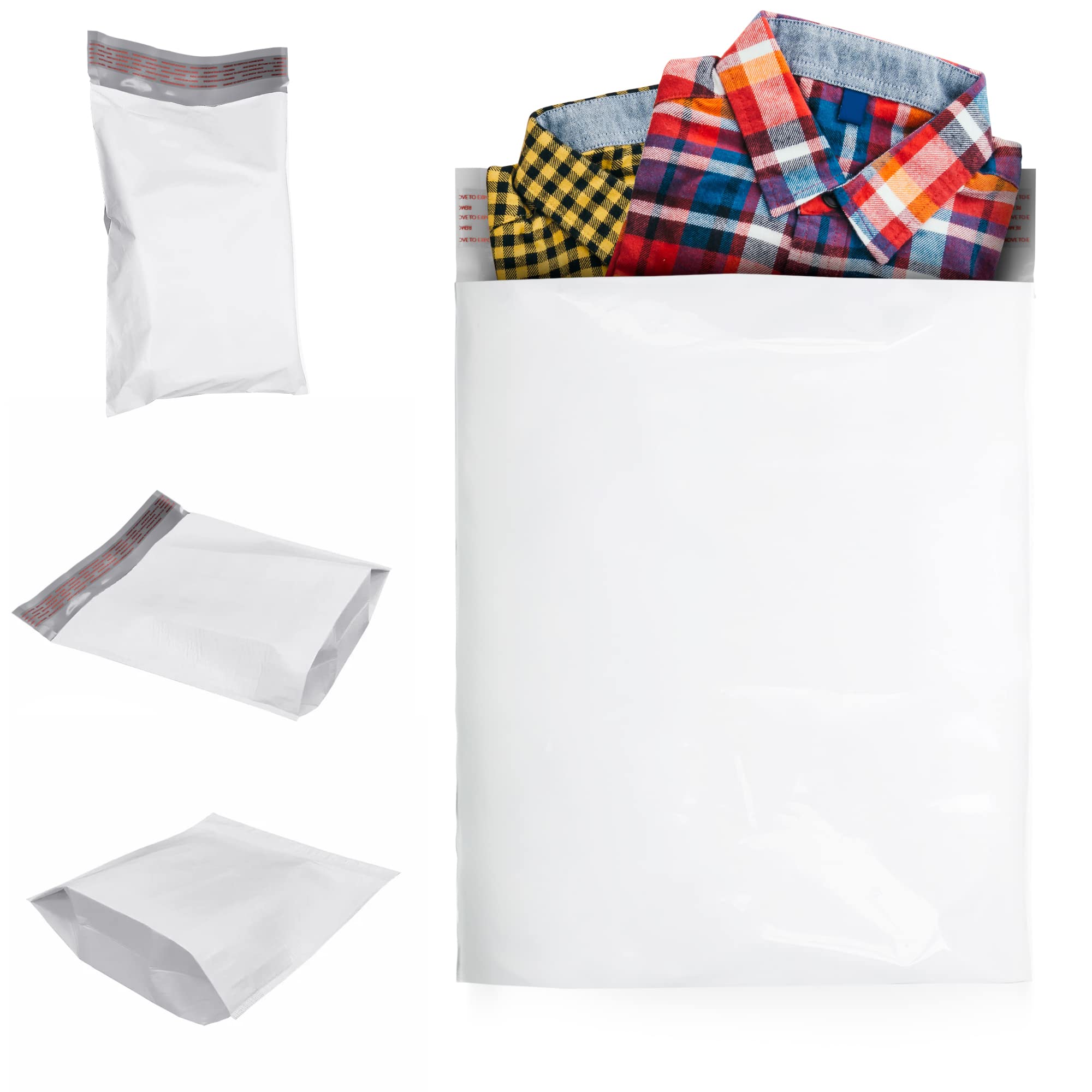 White Gusseted Poly Mailers, 30 x 36 x 5 Inches. 50 Pack Poly Shipping ...