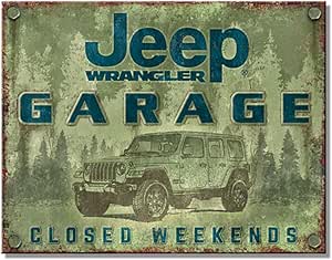 Amazon.com: Jeep Metal Wall Sign - Jeep Wrangler Garage - Closed ...