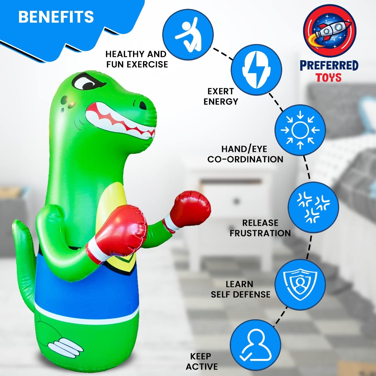 Snapklik.com : PREFERRED TOYS - Inflatable Punching Bag For Kids - Bop ...