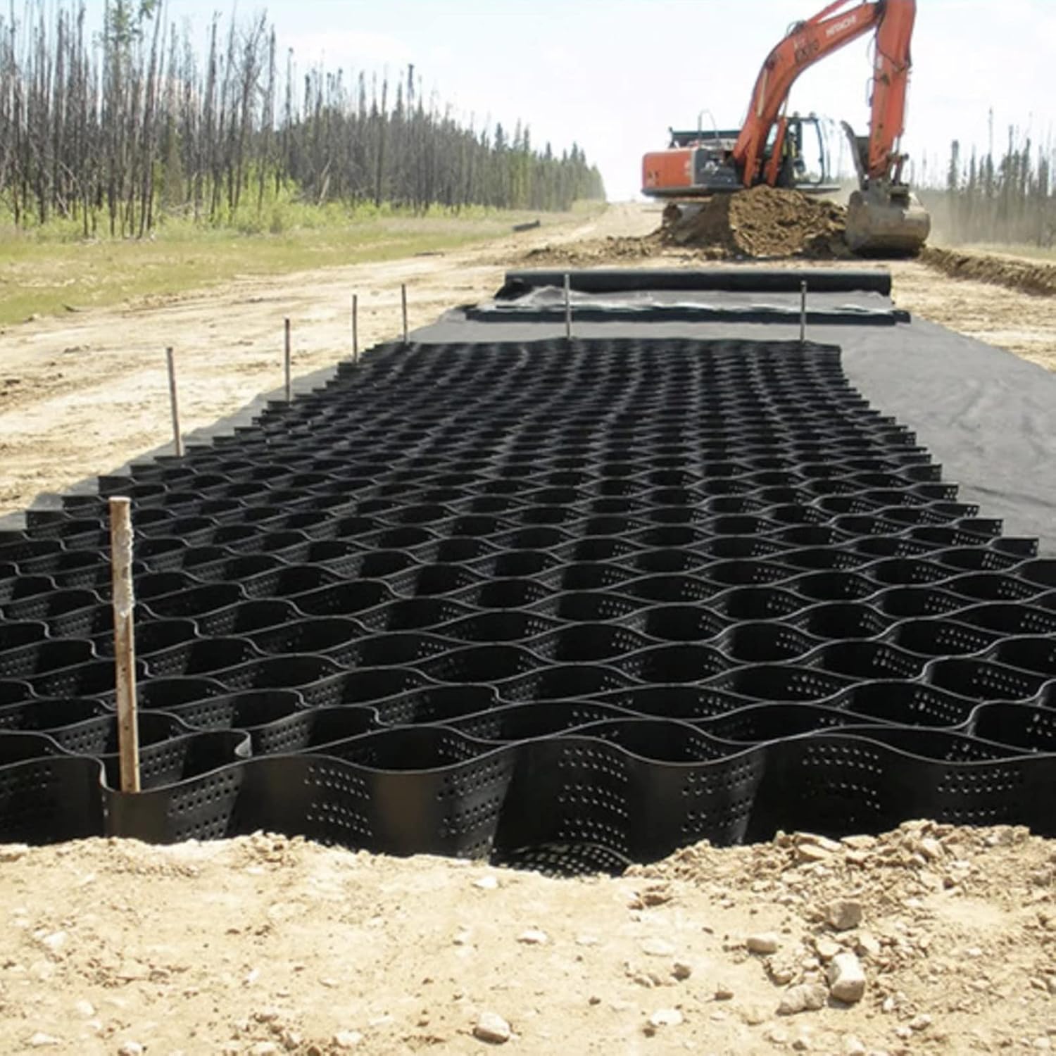 Amazon.co.jp: Parking Lot Rubber Mat Fillable Geogrid with Earth/Gravel ...