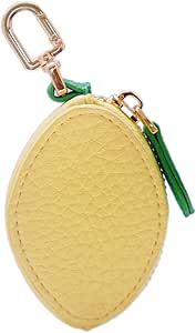 Lemon Shaped Coin Purse Adorable Keychain Leather Mini Zipper Wallet ...